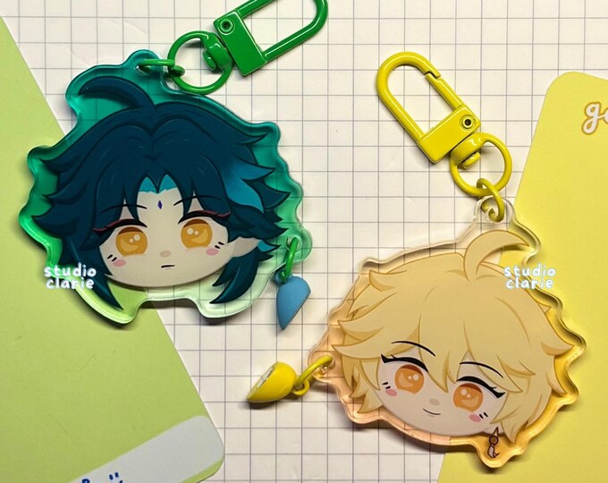 Genshin Impact Xiao & Aether Matching Keychain, Couple Best Friend Gift ...