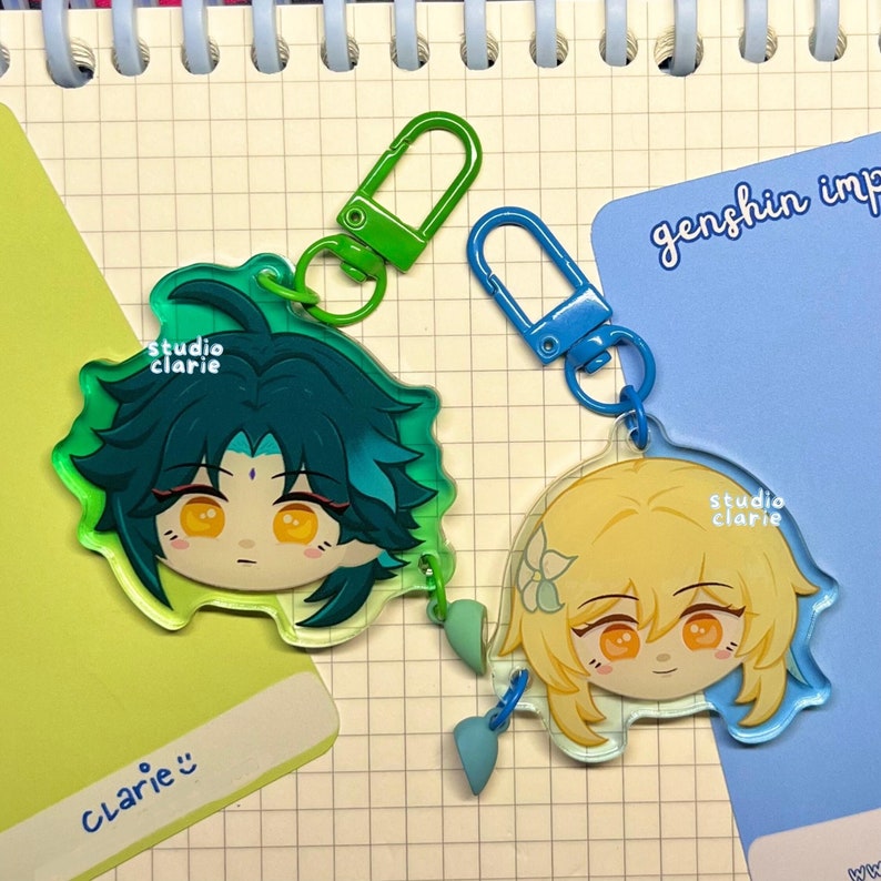 Genshin Impact Xiao & Lumine Matching Keychain Couple Best - Etsy