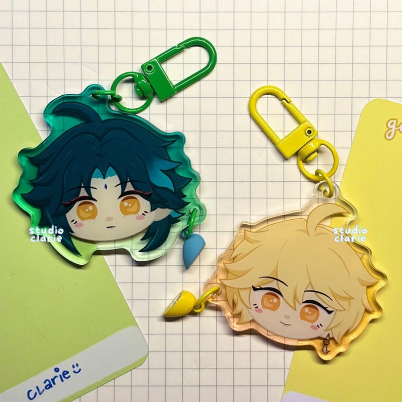 Genshin Impact Xiao & Aether Matching Keychain, Couple Best Friend Gift ...