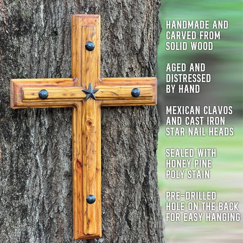 Handmade Wooden Cross Christian Wall Art, Rustic Southwestern Farmhouse ...