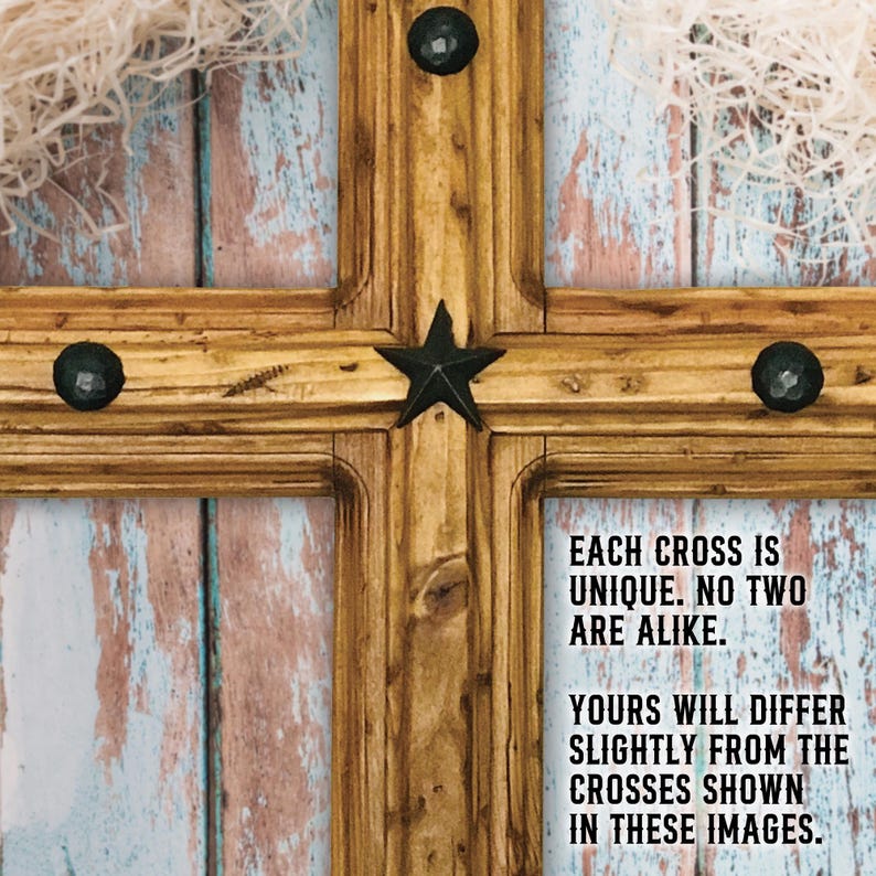 Handmade Wooden Cross Christian Wall Art, Rustic Southwestern Farmhouse ...