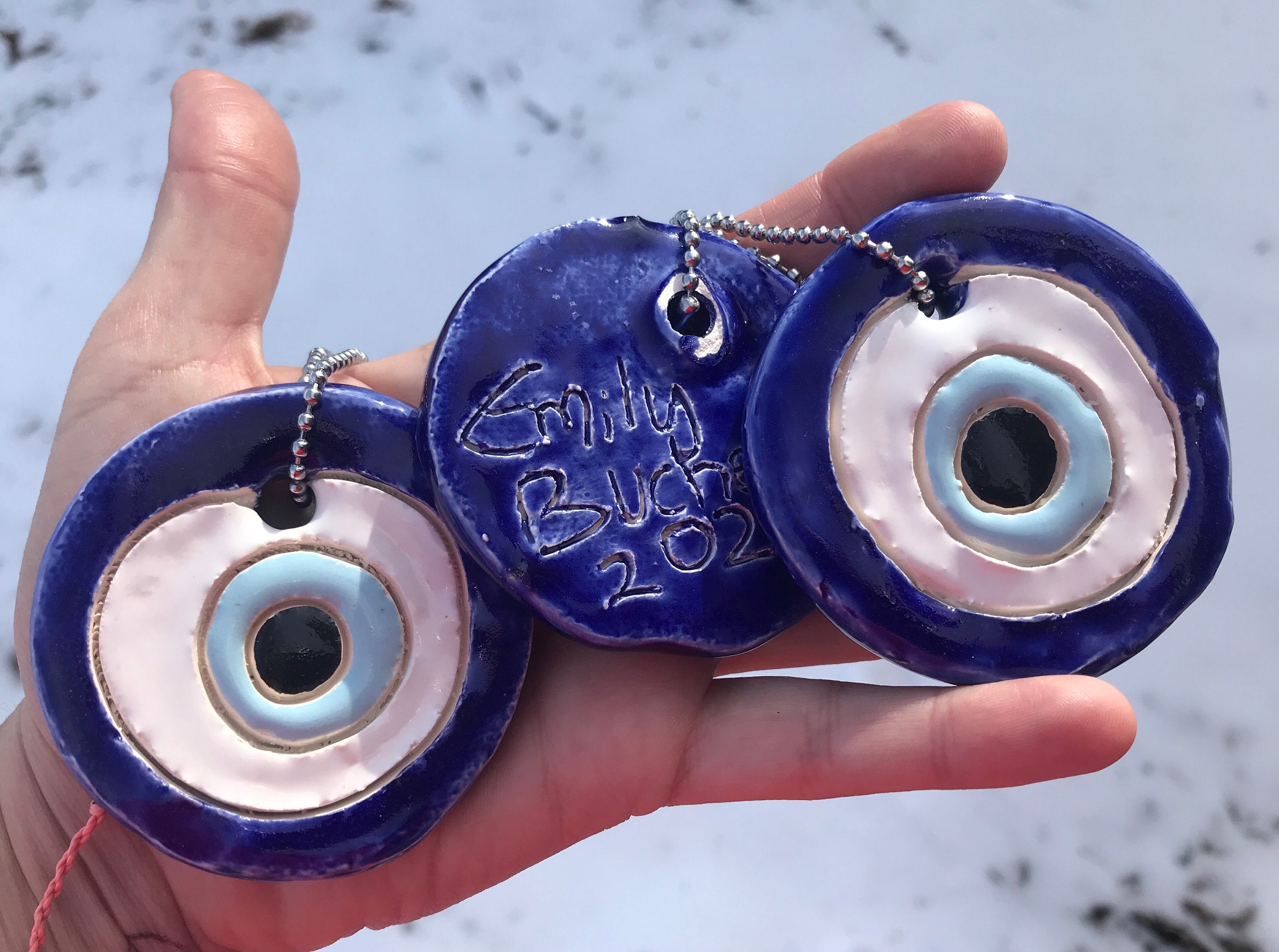 Handmade Ceramic Handmade Clay Evil Eye Potter, Nazar Hanging Pottery ...