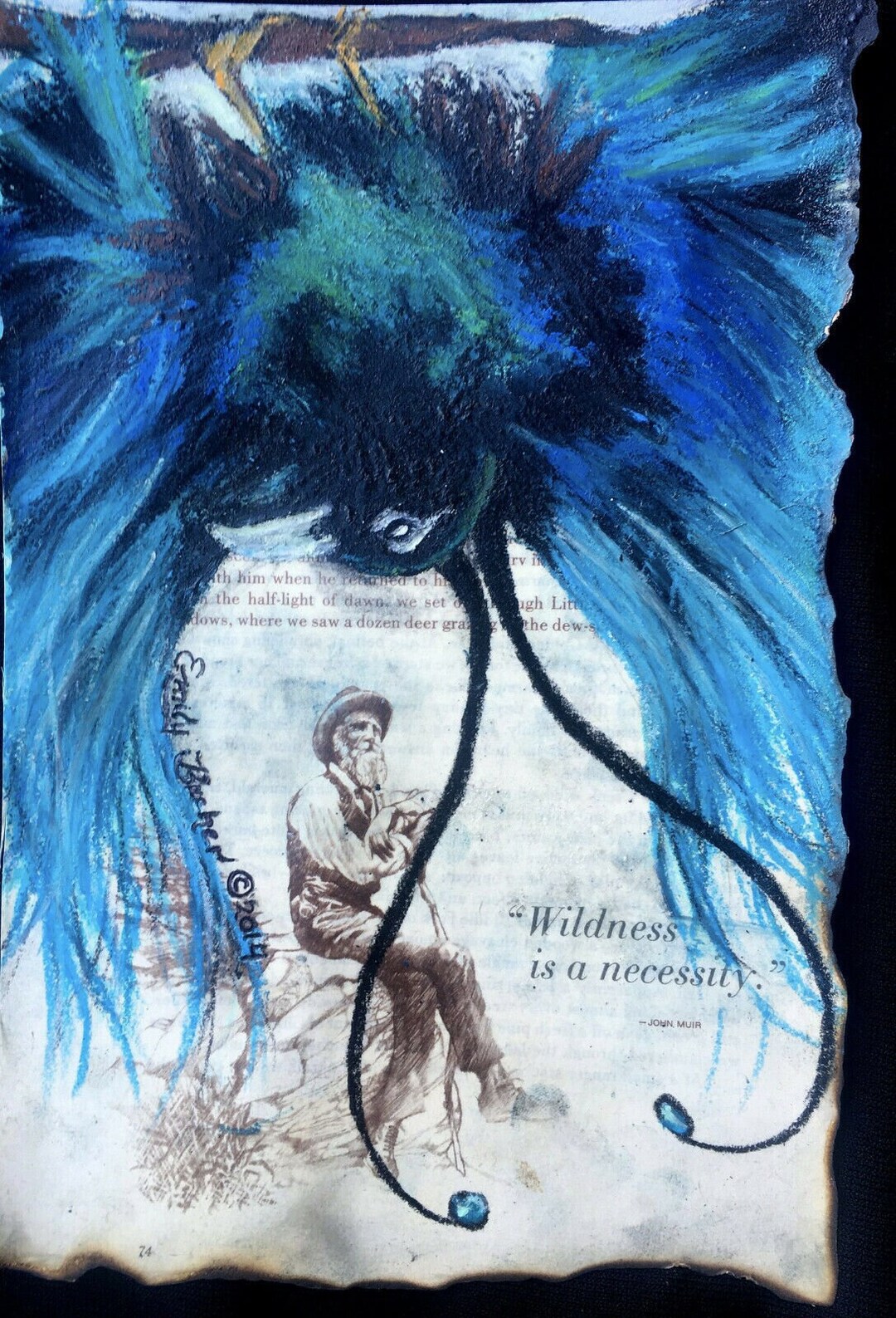 Bird of Paradise Oil Pastel | Vintage, Antique Altered Book Page ...