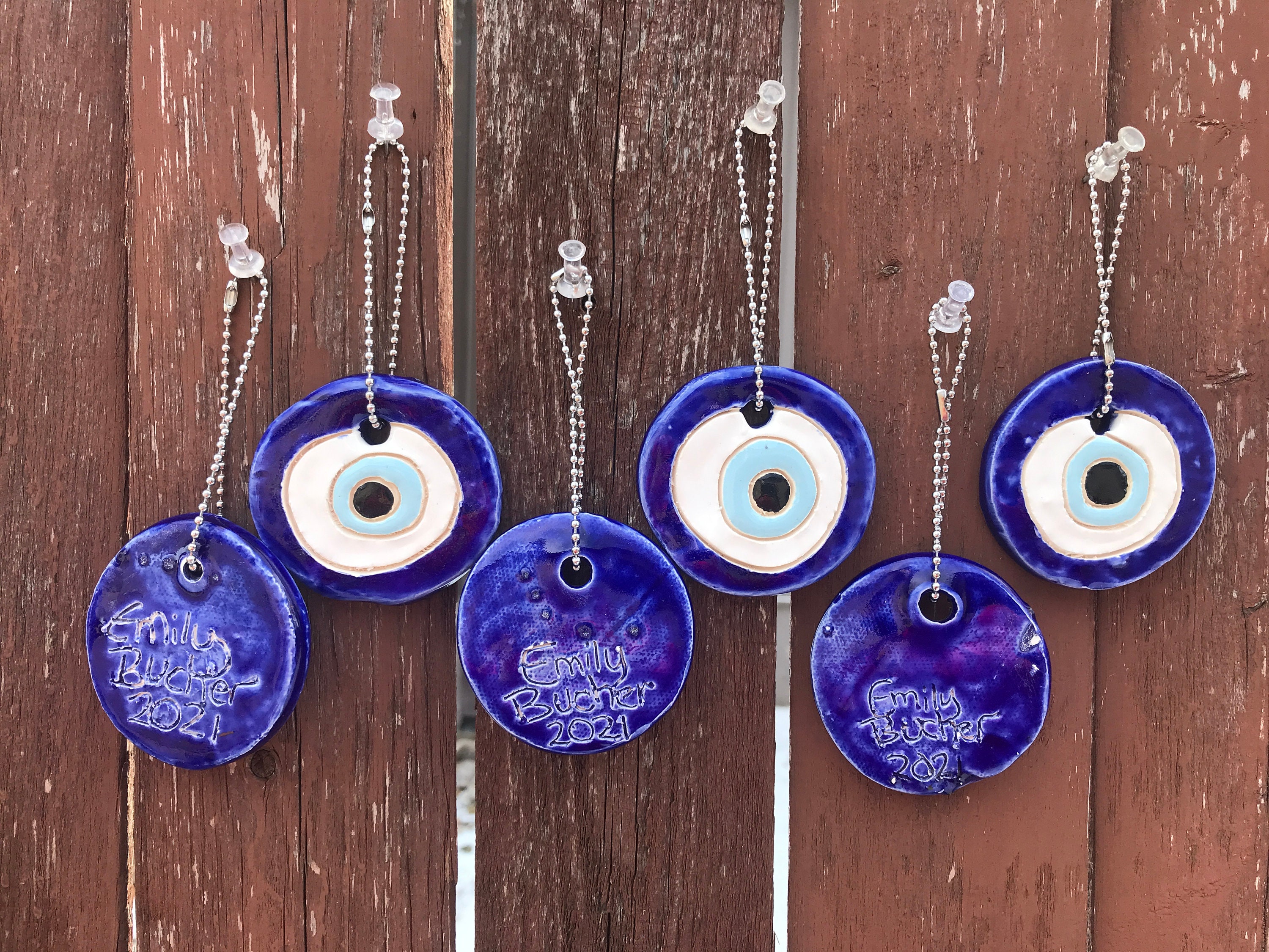 Handmade Ceramic Handmade Clay Evil Eye Potter, Nazar Hanging Pottery ...
