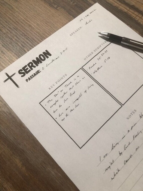 52 Week Printable Sermon Notes With Bible Verses | Etsy