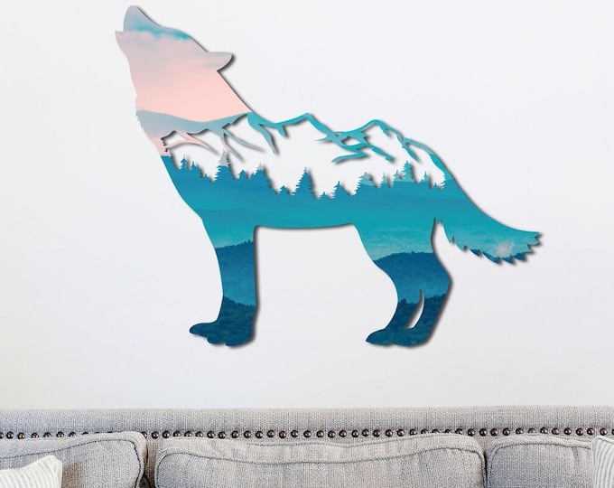 Metal Wolf Wall Art, Wolf Wall Decor, Wolf Metal Sign, Wolf Wall ...