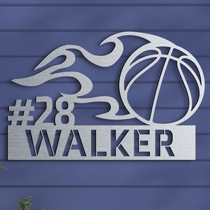 Metal Basketball Sign, Custom Metal Sign, Metal Name Sign, Basketball ...