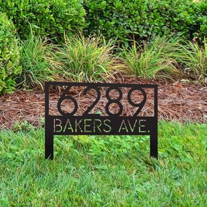 Modern Metal Address Yard Sign - Modern Address Sign - Address Number ...