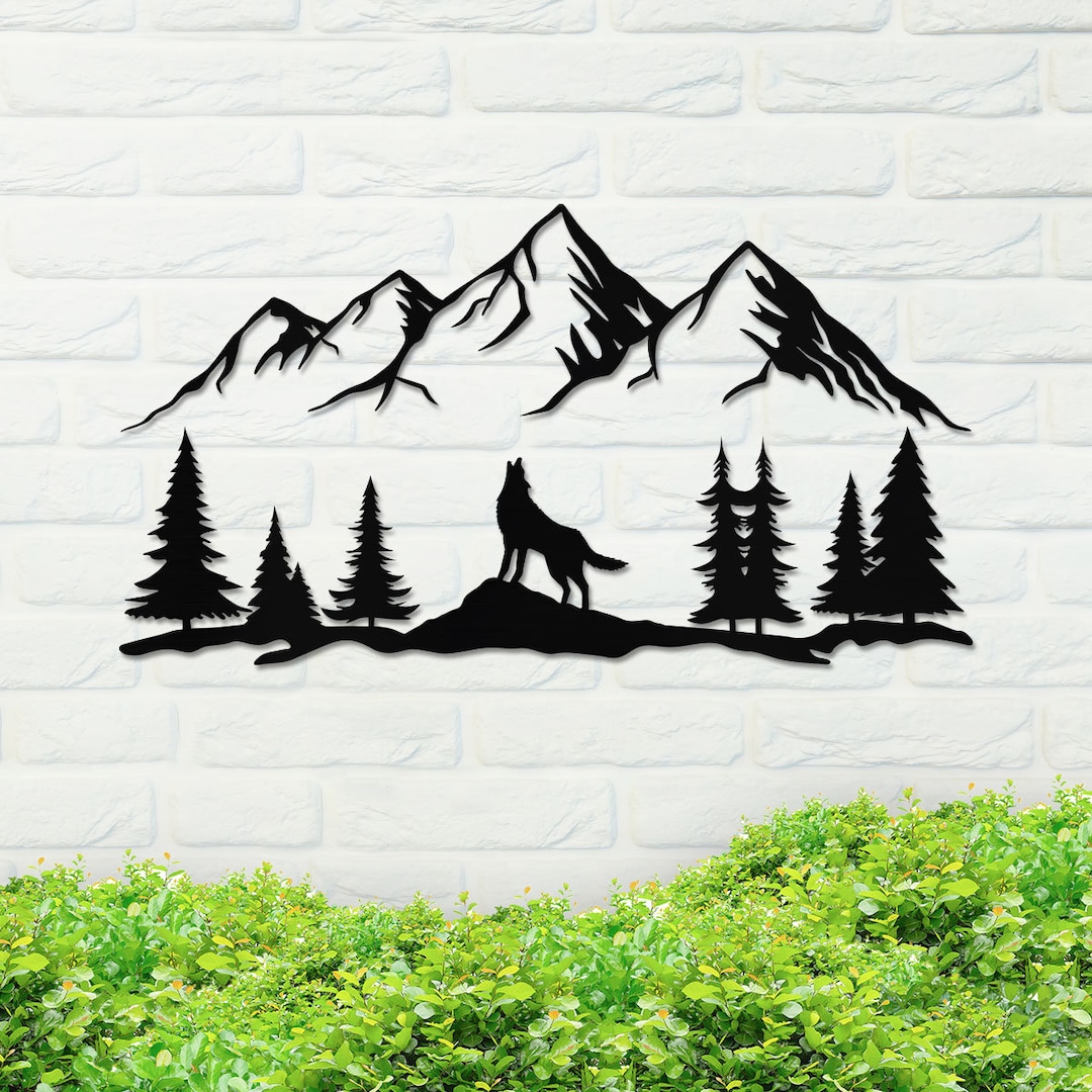 Wolf Landscape Sign, Wolf Metal Sign, Metal Wolf Sign, Bear Sign, Metal ...