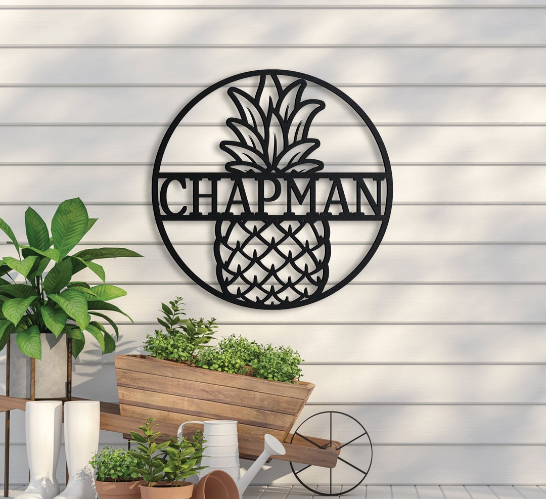 Pineapple Sign, Custom Metal Sign, Metal Welcome Sign, Door Hanger ...