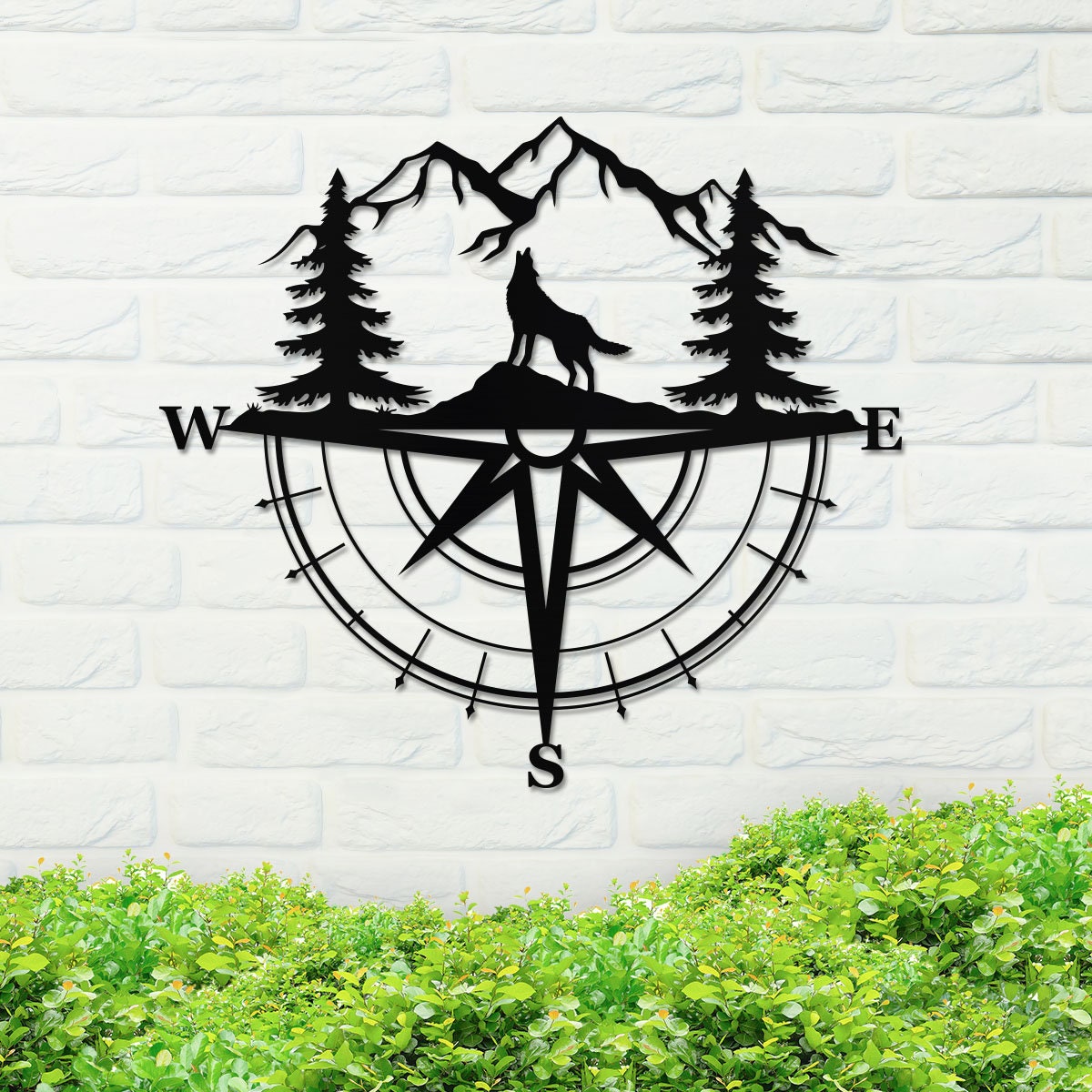 Wolf Compass Sign Wolf Metal Sign Metal Wolf Sign Wolf - Etsy