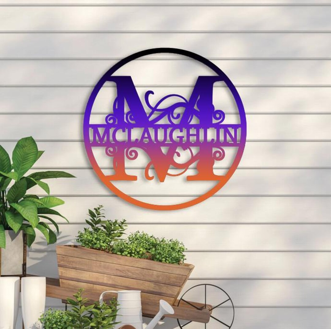 Multi-colored Metal Monogram Sign, Custom Color Metal Sign, Metal Name ...