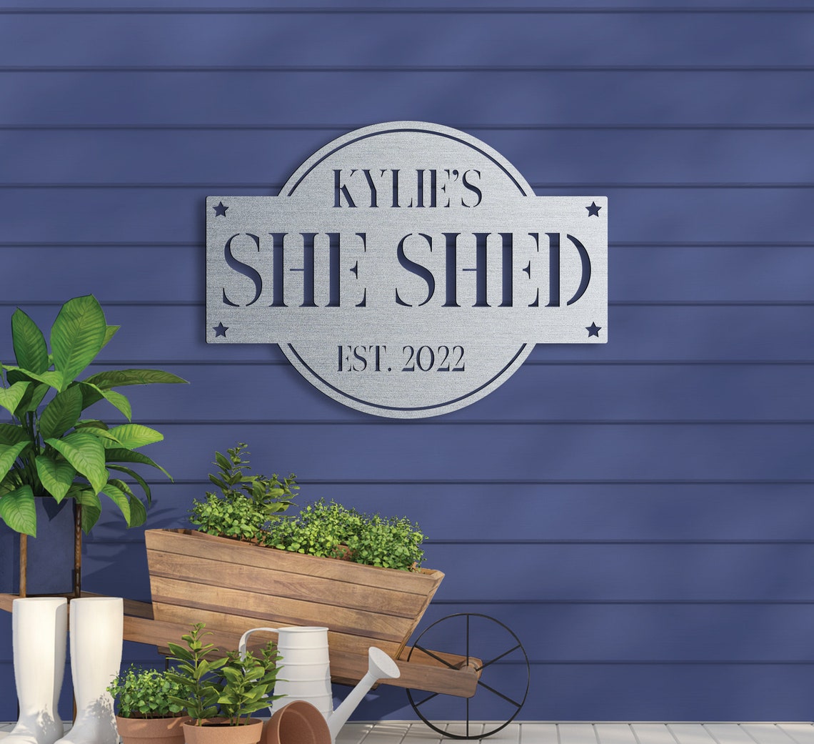 Custom Metal She Shed Sign Custom Metal Sign Metal Name - Etsy