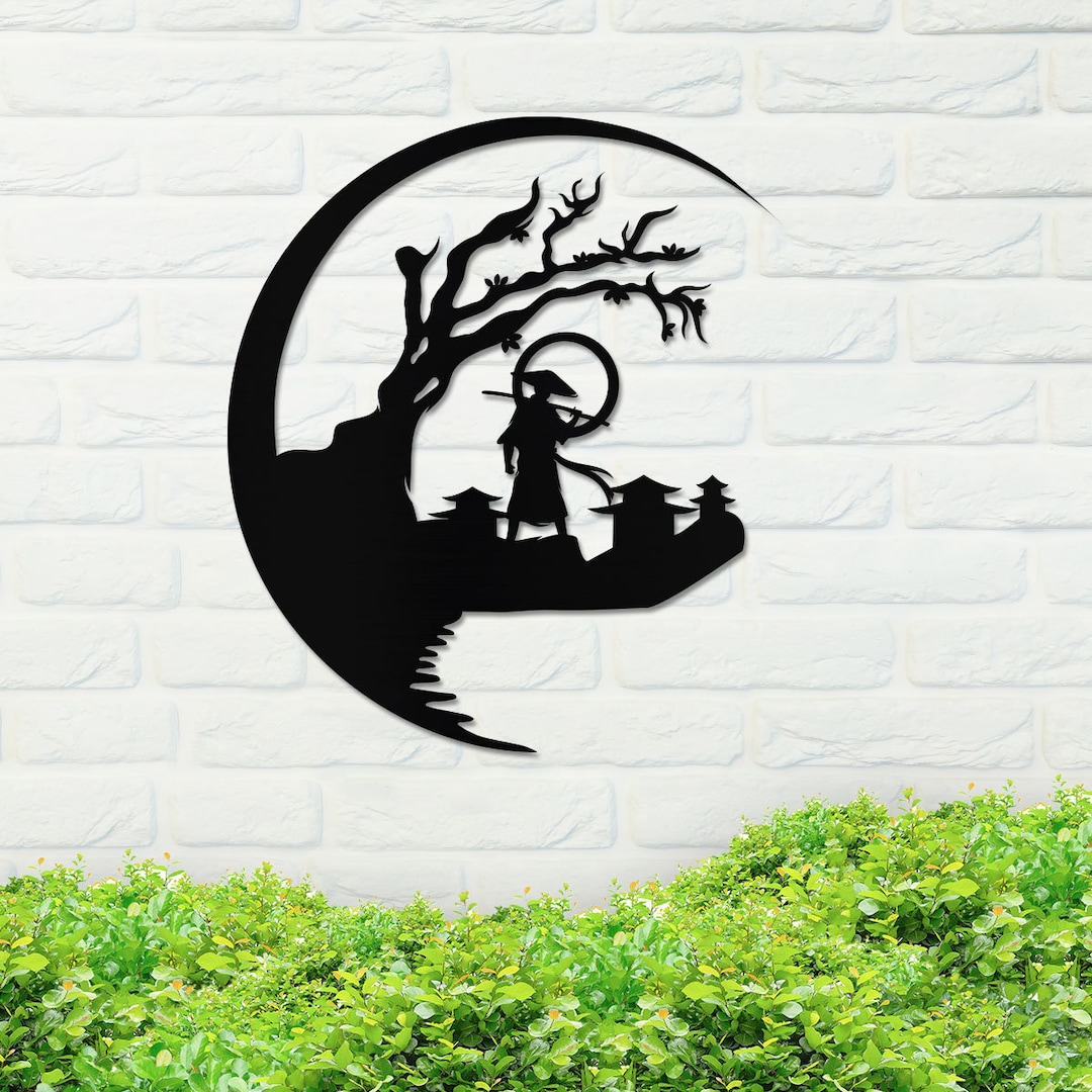 Metal Japanese Scene Sign, Tree Sign, Metal Japanese Sign, Home Decor ...