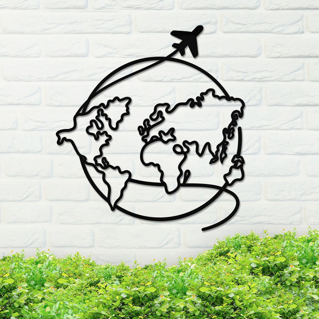 Metal Around the World Sign, World Map Sign, Metal World Map Sign ...