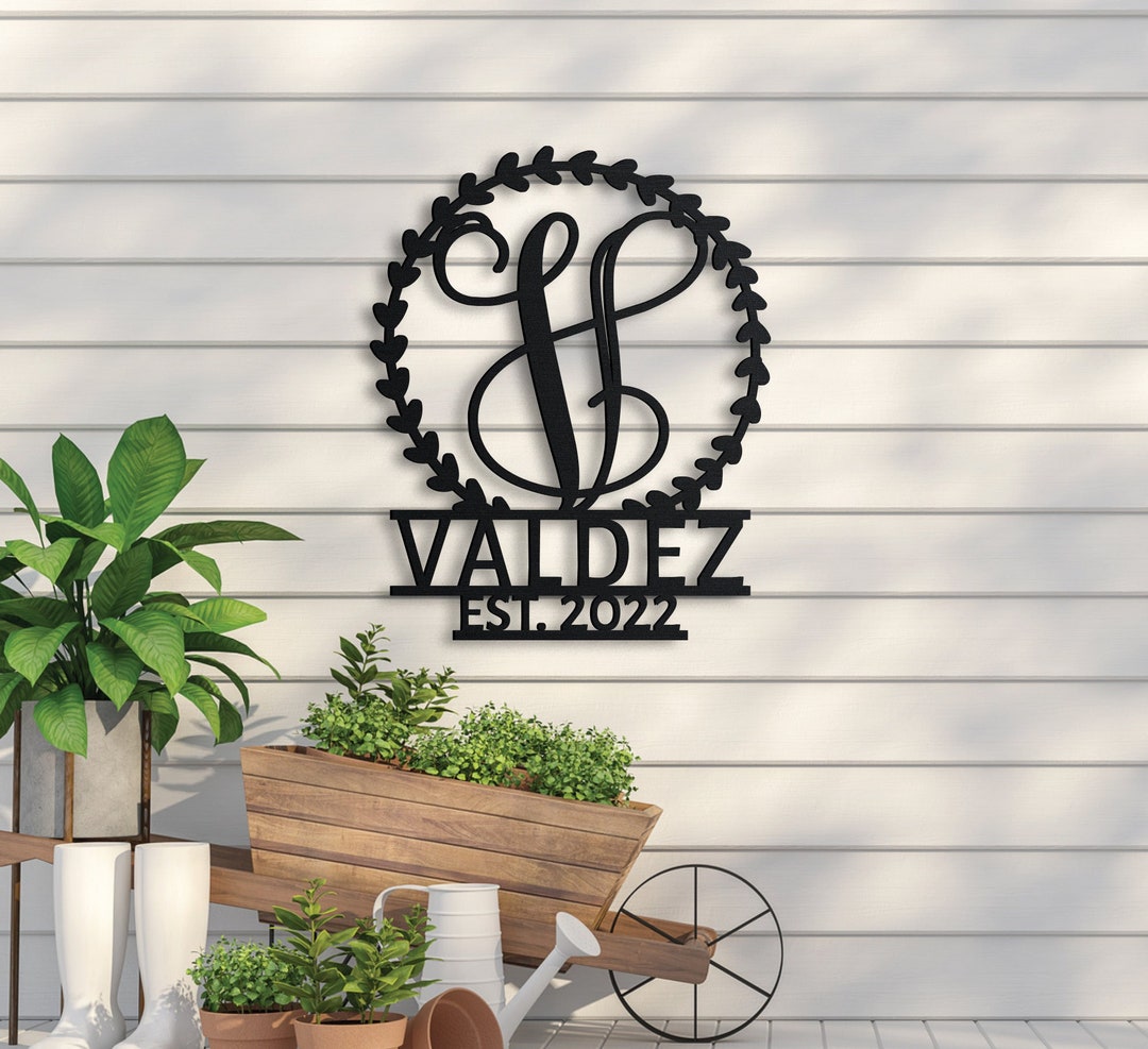 Metal Monogram Sign, Custom Metal Sign, Metal Name Sign, Monogram Wall ...