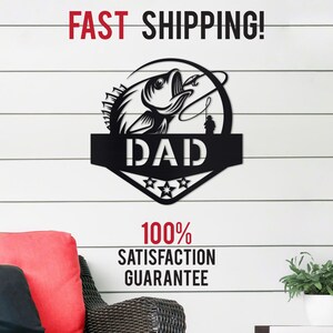 Metal Dad Sign, Father's Day Decor, Metal Fishing Sign, Metal Fish Sign ...