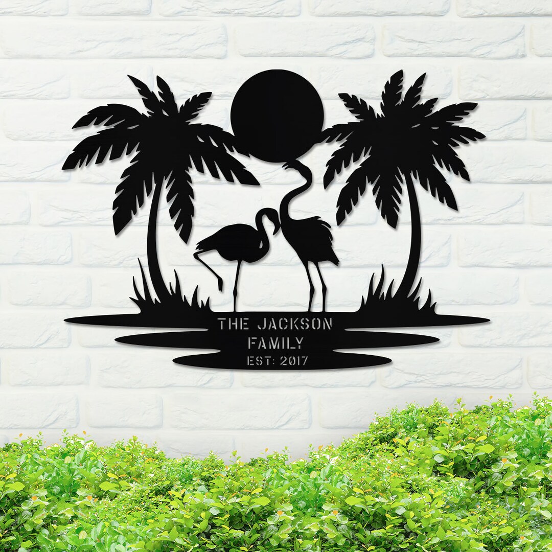 Metal Tropical Family Name Sign, Metal Tropical Sign, Metal Name Sign ...