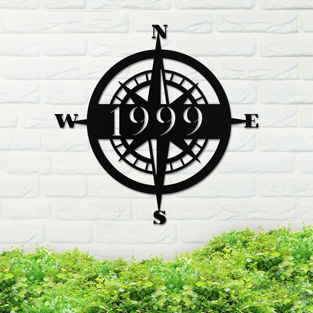 Metal Compass Address Sign, Custom Address Sign, Metal Compass Sign ...