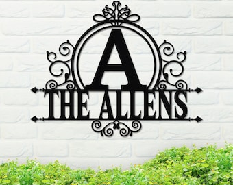 Metal Monogram Sign, Custom Metal Sign, Metal Name Sign, Initial Sign ...