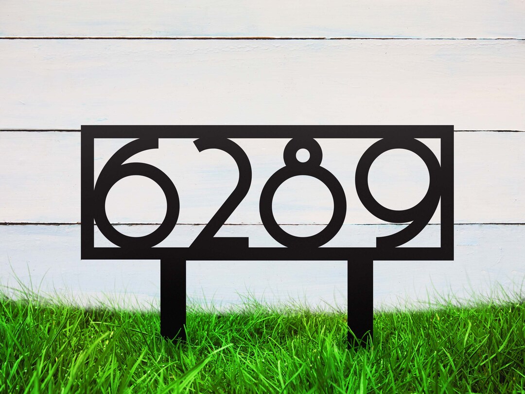 Modern Metal Address Yard Sign - Modern Address Sign - Address Number ...