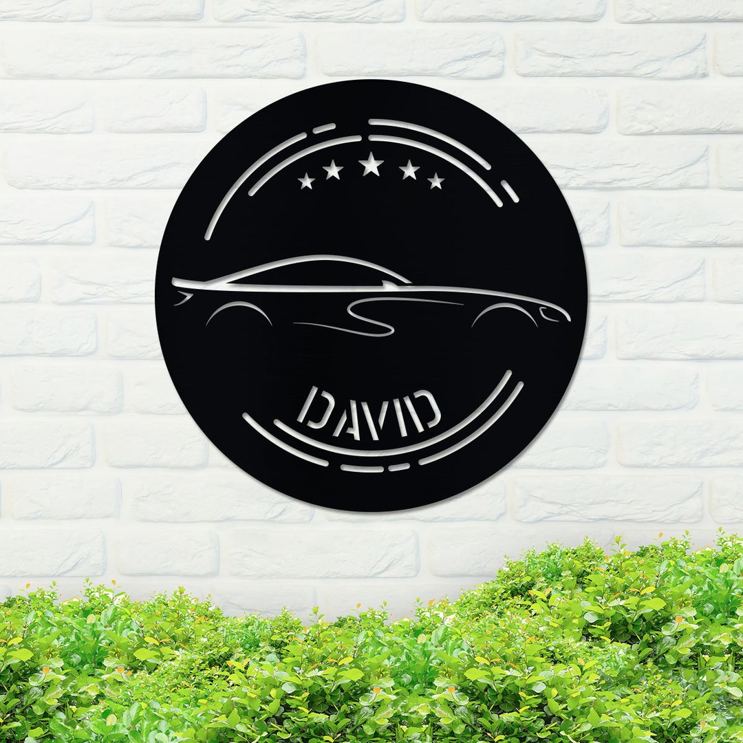 Metal Car Name Sign, Car Sign, Metal Car Sign, Car Wall Art, Metal Wall ...