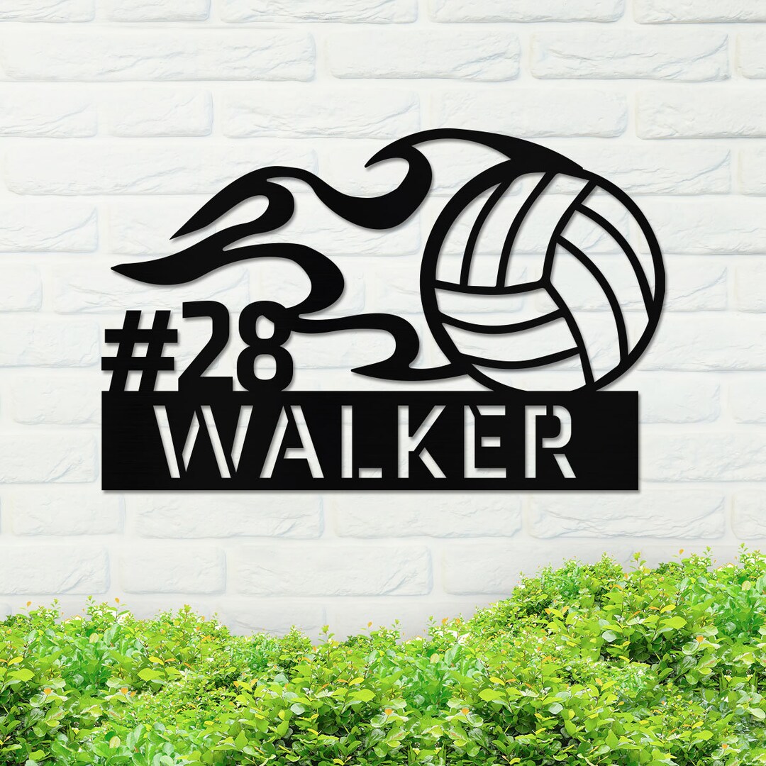 Metal Volleyball Sign W Number, Volleyball Metal Sign, Metal Kid's Name ...