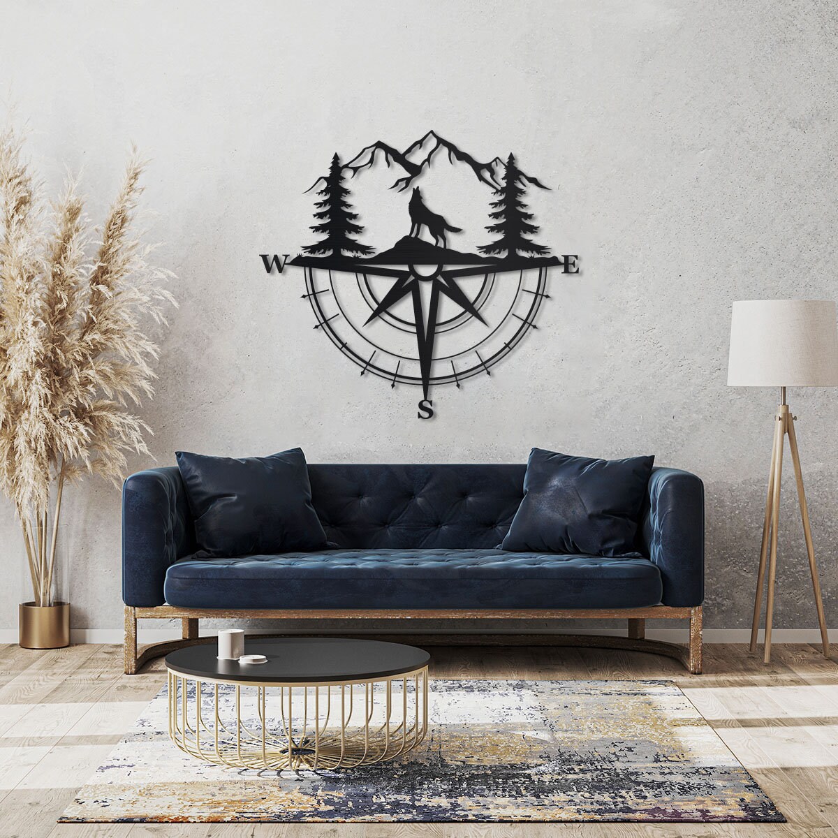 Wolf Compass Sign, Wolf Metal Sign, Metal Wolf Sign, Wolf Sign, Metal ...