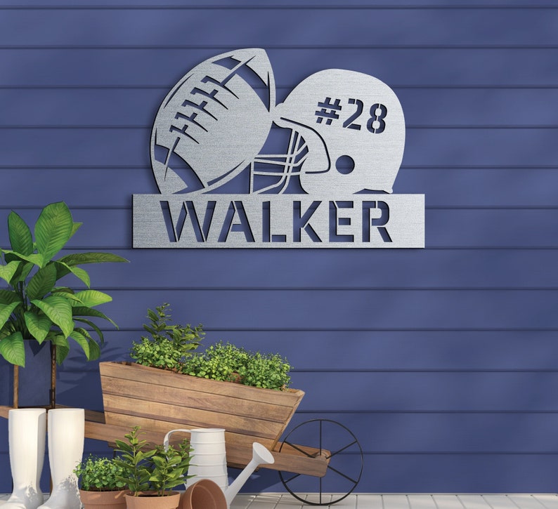 Football Sign Custom Metal Sign Metal Name Sign Football - Etsy