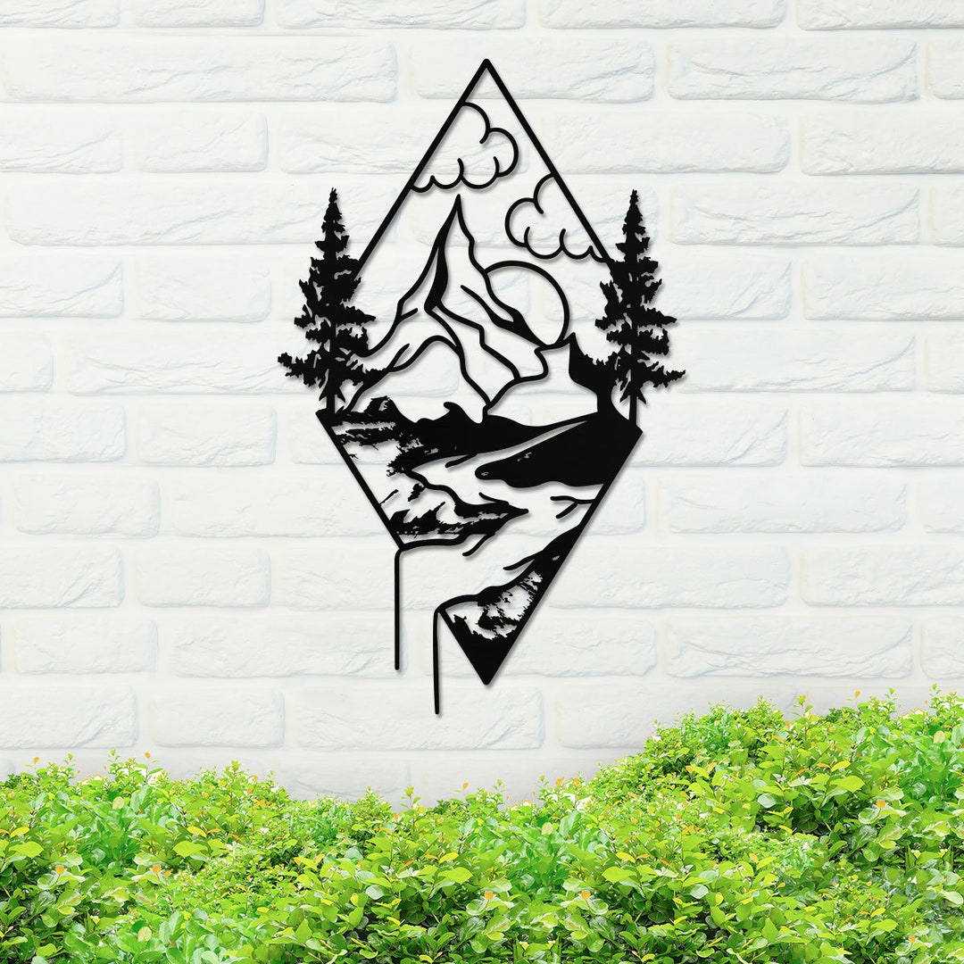 Metal Mountain Landscape Sign, Landscape Metal Sign, Metal Mountain ...