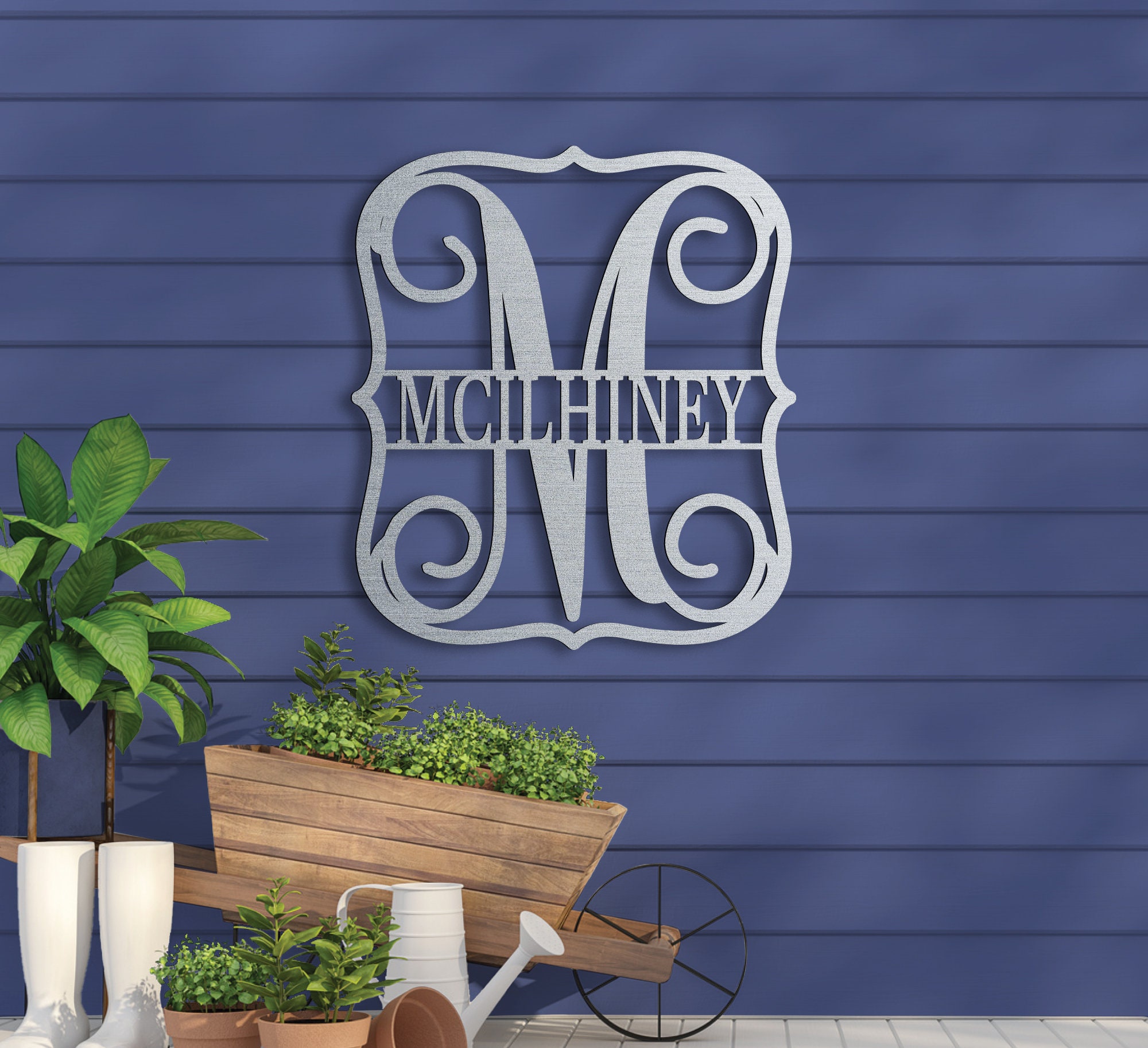 Metal Monogram Sign, Custom Metal Sign, Metal Name Sign, Initial Sign ...