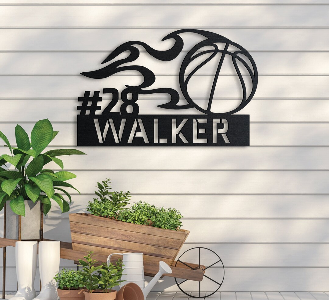 Metal Basketball Sign, Custom Metal Sign, Metal Name Sign, Basketball ...