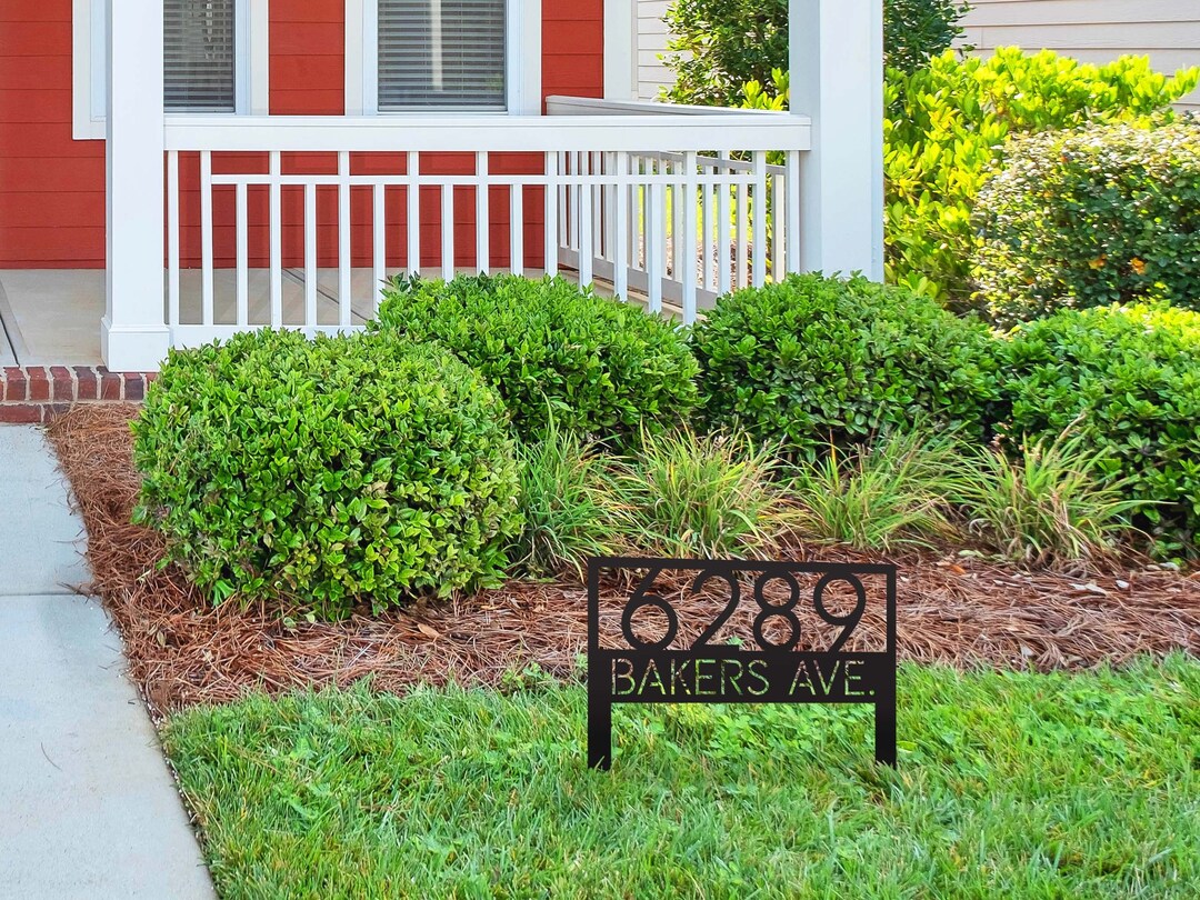 Modern Metal Address Yard Sign - Modern Address Sign - Address Number ...