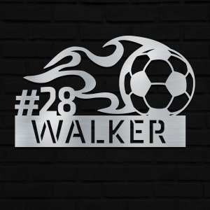 Metal Soccer Sign, Custom Metal Sign, Metal Name Sign, Soccer Name Sign ...