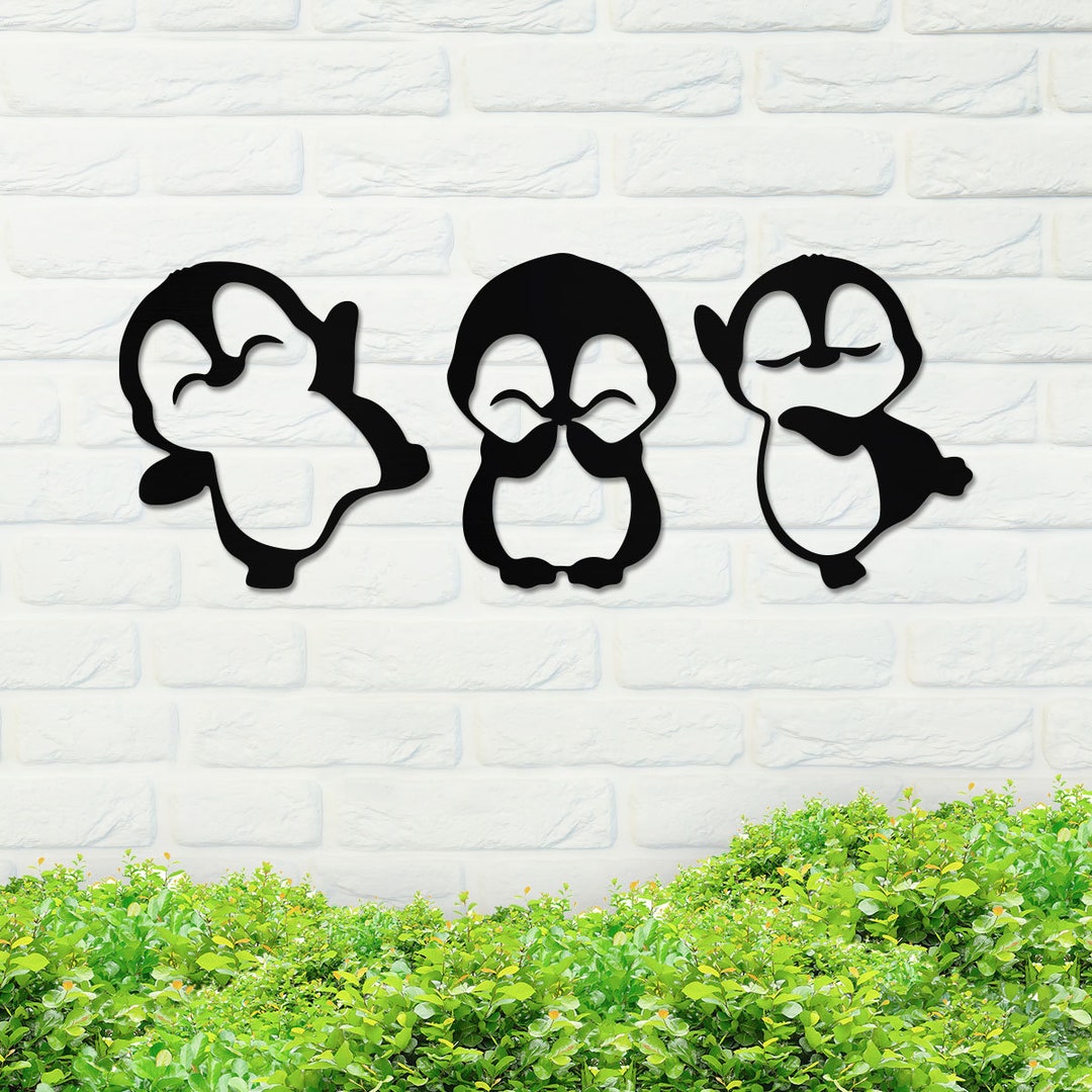 Metal Baby Penguins Sign, Penguins Sign, Metal Penguin Sign, Metal Wall ...