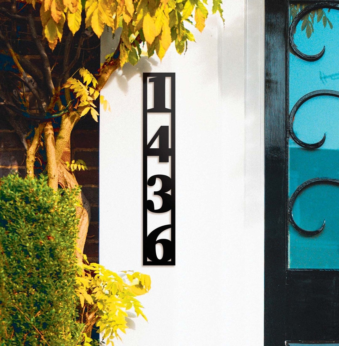 Metal Address Sign, Vertical Address Sign, Address Numbers, Modern ...