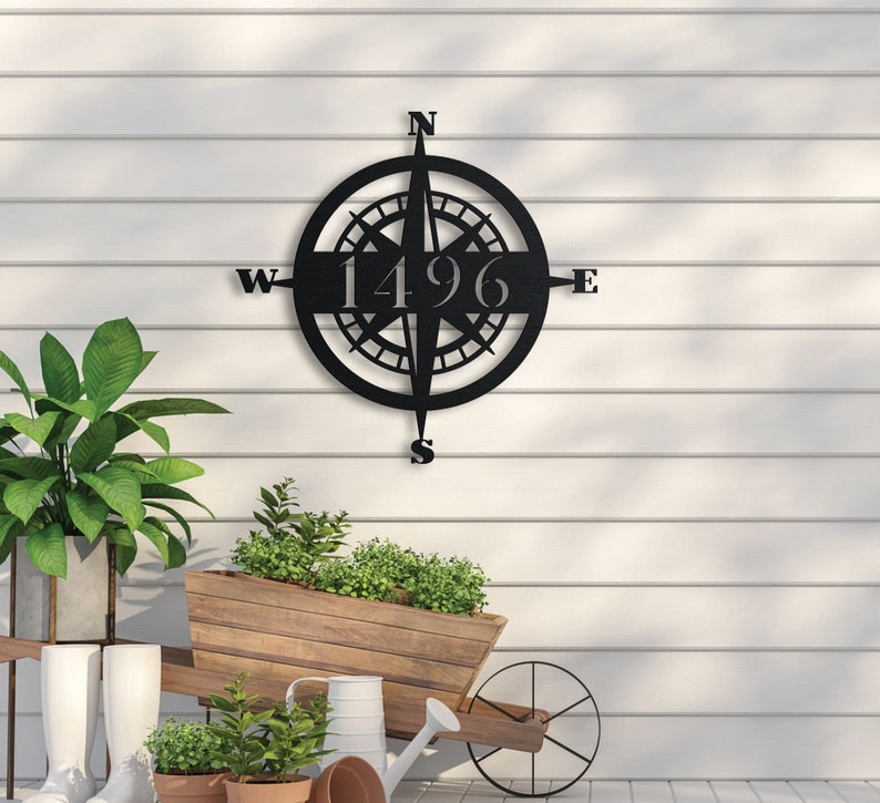 Metal Compass Address Sign Custom Address Sign Metal Compass - Etsy