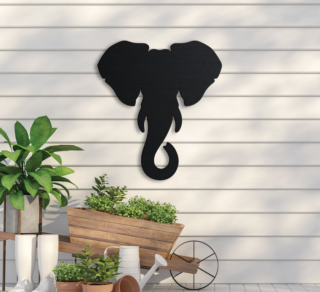 Metal Elephant Sign, Black Metal Elephant Sign, Elephant Sign, Jungle ...