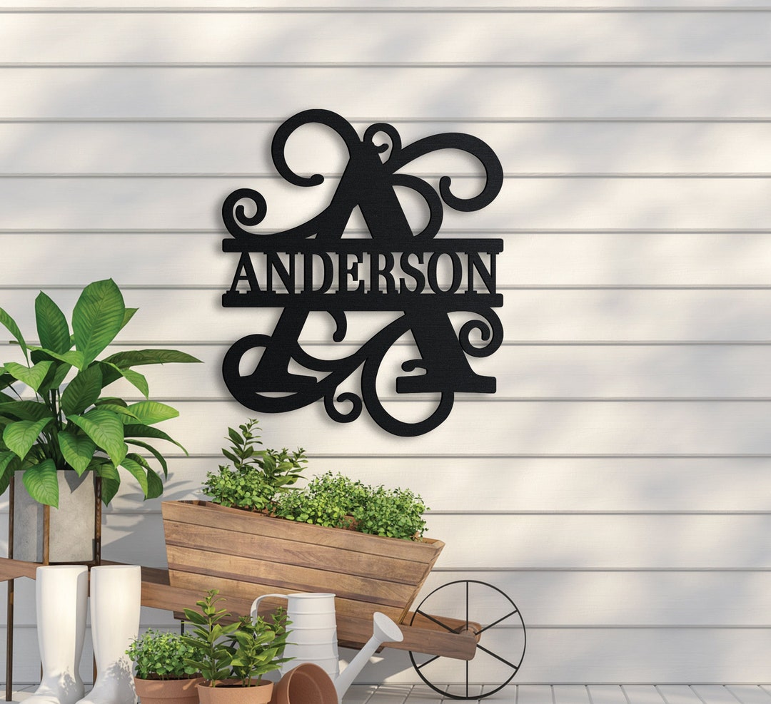 Metal Monogram Sign, Custom Metal Sign, Metal Name Sign, Monogram Wall ...