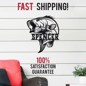 Custom Metal Fishing Sign, Fishing Sign, Metal Fish Sign, Metal Fish ...