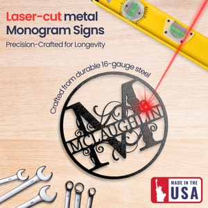 Metal Monogram Sign, Custom Metal Sign, Metal Name Sign, Initial Sign ...