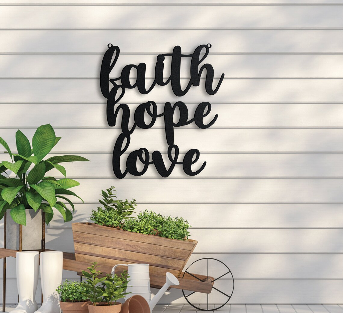 Metal Faith Hope Love Sign Faith Sign Metal Front Door Sign - Etsy