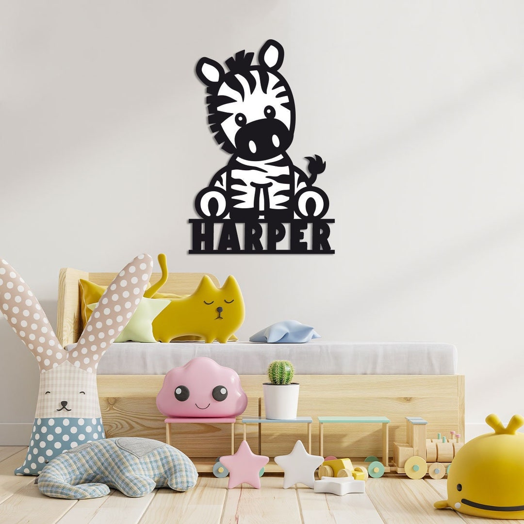 Aluminum Zebra Name Wall Art, Metal Sign, Kid's Room, Decor, Decoration ...