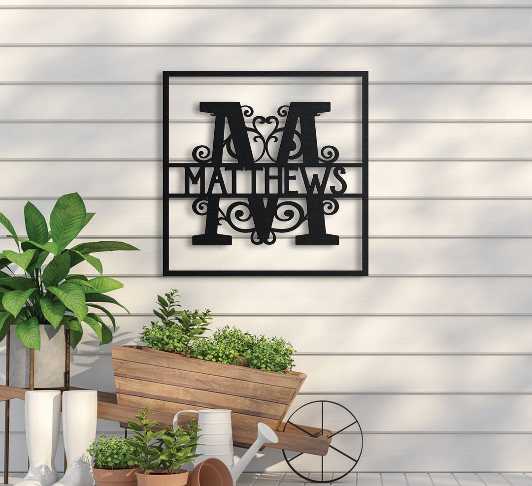 Metal Monogram Sign, Custom Metal Sign, Metal Name Sign, Monogram Wall ...