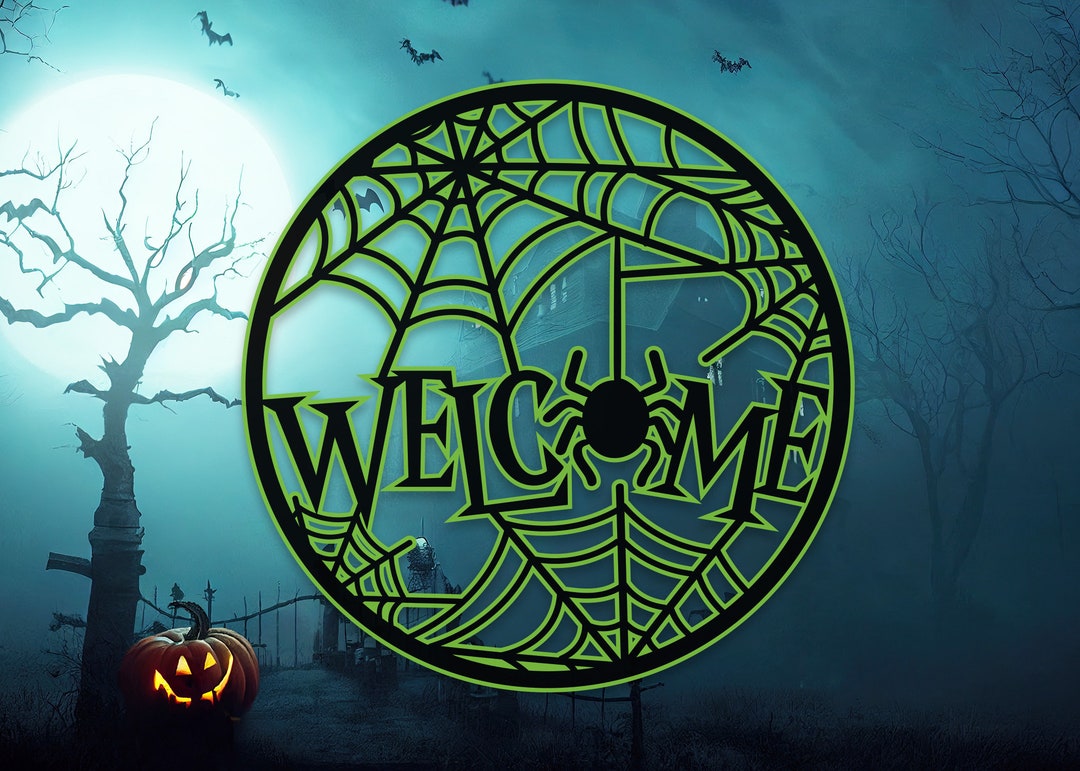 Metal Halloween Welcome Sign, Halloween Welcome Sign, Metal Front Door ...