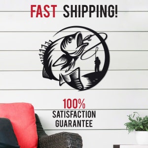 Metal Fishing Sign, Fishing Sign, Metal Fish Sign, Metal Fish Decor ...