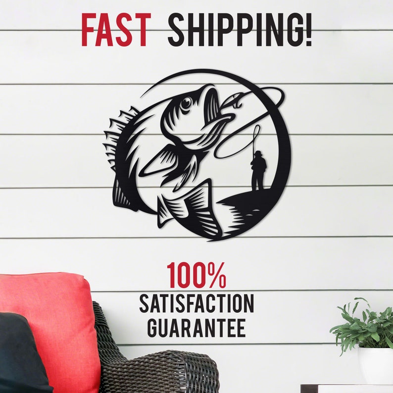 Metal Fishing Sign, Fishing Sign, Metal Fish Sign, Metal Fish Decor ...