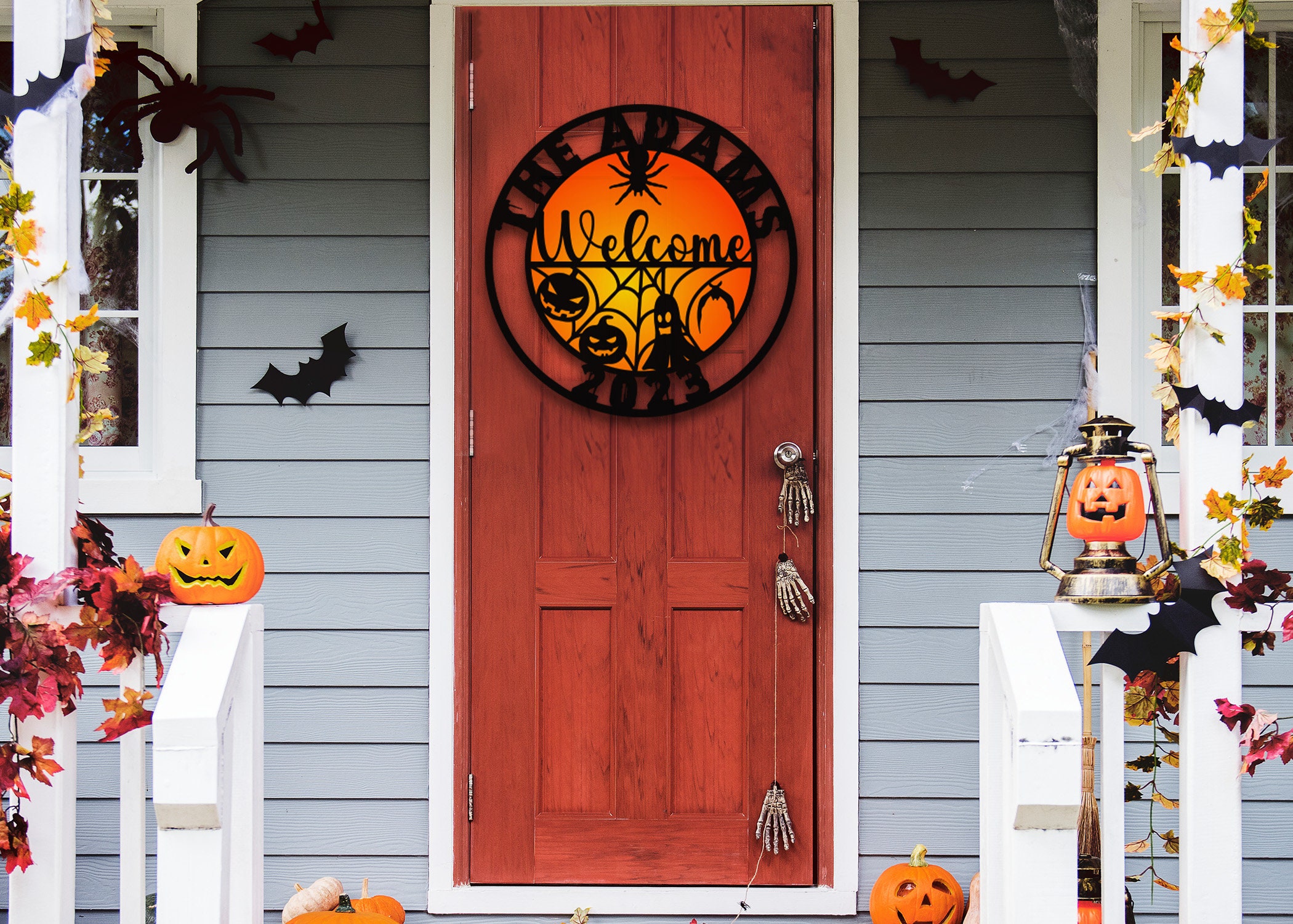 Custom Metal Halloween Sign, Halloween Front Door Sign, Metal Family ...