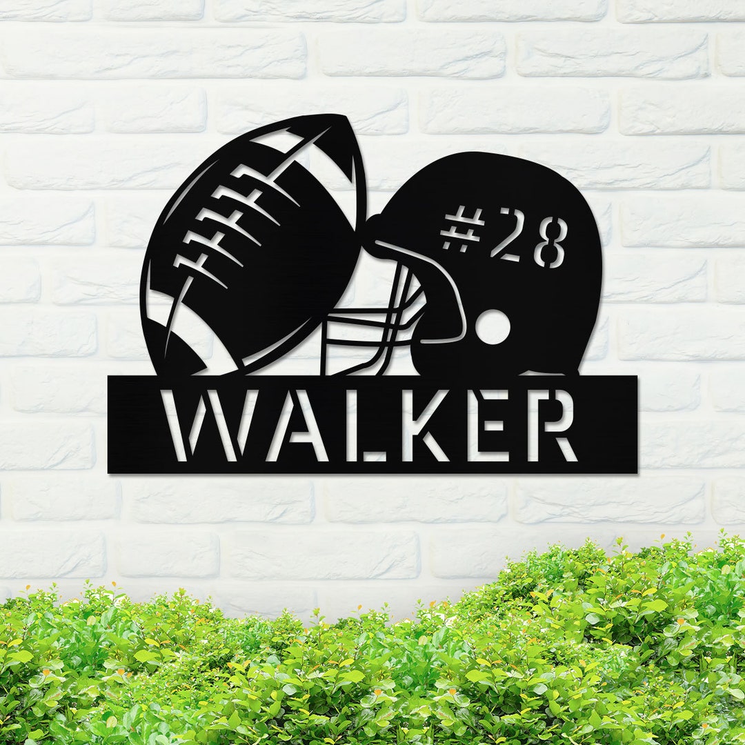 Football Sign, Custom Metal Sign, Metal Name Sign, Football Name Sign ...