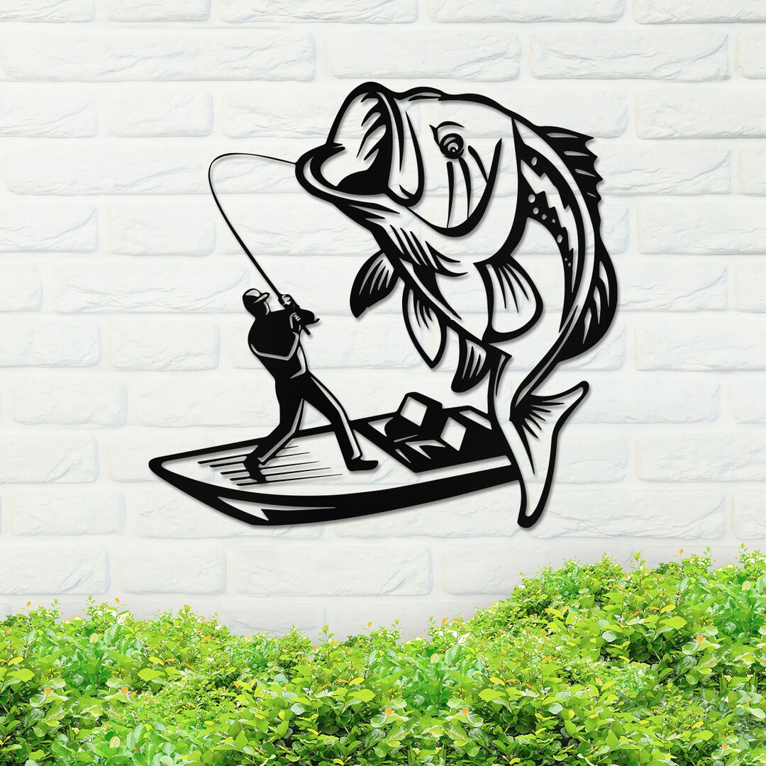 Metal Boat Fishing Sign, Boat Fishing Sign, Metal Fishing Sign, Metal ...